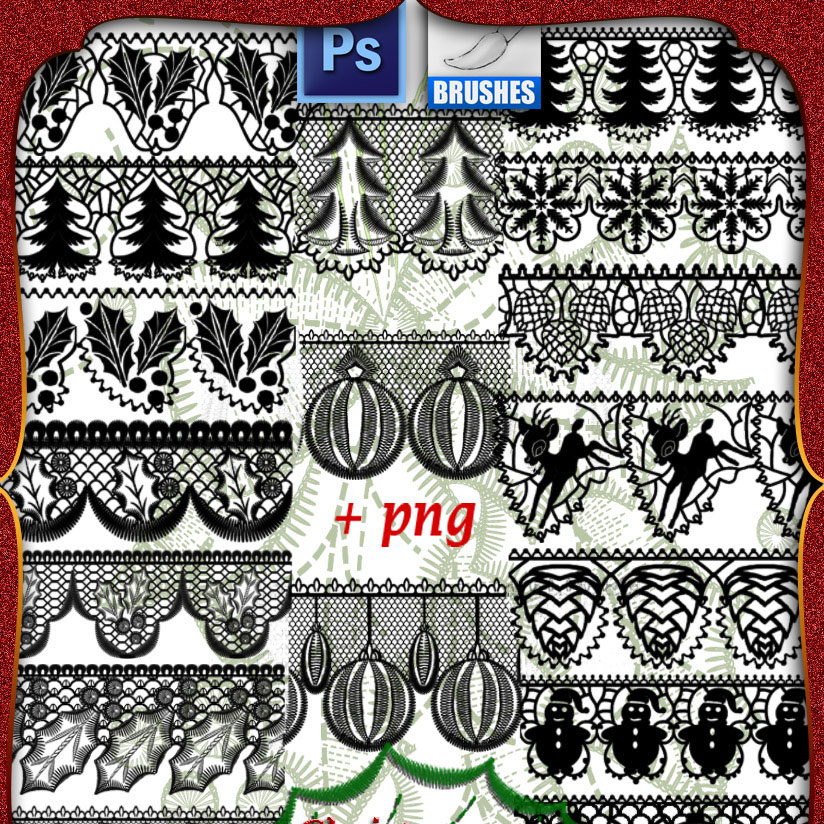 Christmas Lace Photoshop Brushes - Free ABR Download | MyPhotoshopBrushes